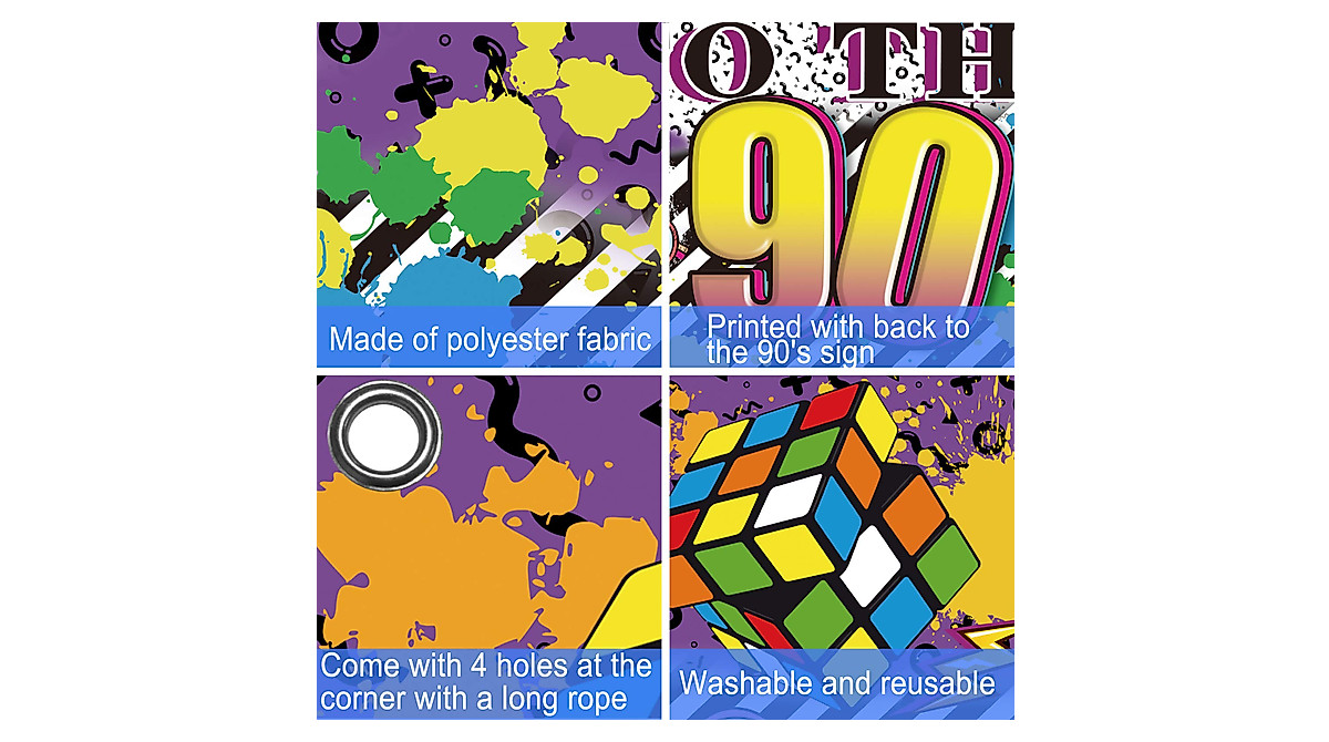 90s Theme Party Banner - Retro Hip Hop Decor