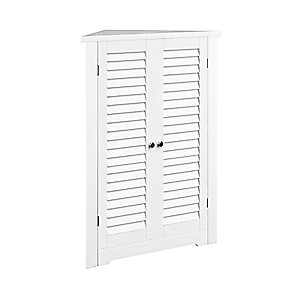 Lavish Home 3-Shelf Corner Cabinet – Storage Cupboard with Stylish Shutter Doors and Adjustable Shelves for Kitchen or Bathroom Furniture (White), Small