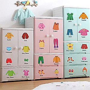 jojofuny 1set Classification PVC Wall Label Clo Organization Drawer Toddler Labels Sticker Kids for Kit Wardrobe Sort Clothing Decoration Bedroom Decals Decorative Nursery Kids,
