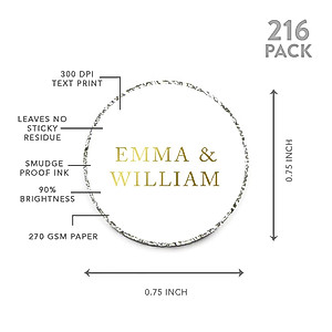 Andaz Press Personalized Wedding Chocolate Drop Label Stickers, Love, Metallic Gold Ink, 216-Pack, for Engagement Bridal Shower Kisses Party Favors