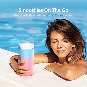 Wamife Portable Blender, Stainless Steel Personal Blender for Shakes and Smoothies, Rechargeable Smoothie Blender Keep Juice Fresh and Cold Mini Blender for Travel Sports