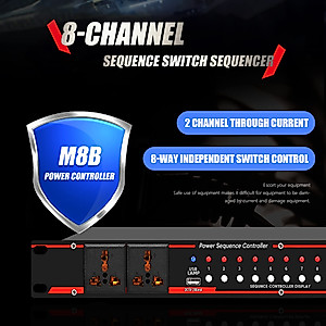 Micfuns Pro Audio 10 Outlet Power Conditioner,8 Independent Switch Conditioner, Power Strip Surge Protector 110-230v 2000W Single Channel Max Output 16 Amps Black