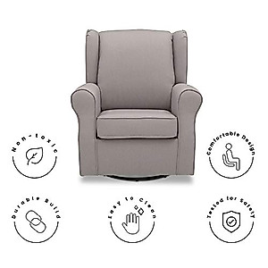 Delta Children Reston Nursery Glider Swivel Rocker Chair, French Grey