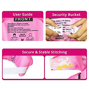 GoKiddie Unicorn Swim Jumper for Girls 22 to 55 Pounds - Rainbow Kids Vest Jackets, Floaties, Arm Floats, Puddle Paddle Jumper for 22-30-40-50-55 lbs Kid with Swimming Goggles & Cap for Toddler, Child