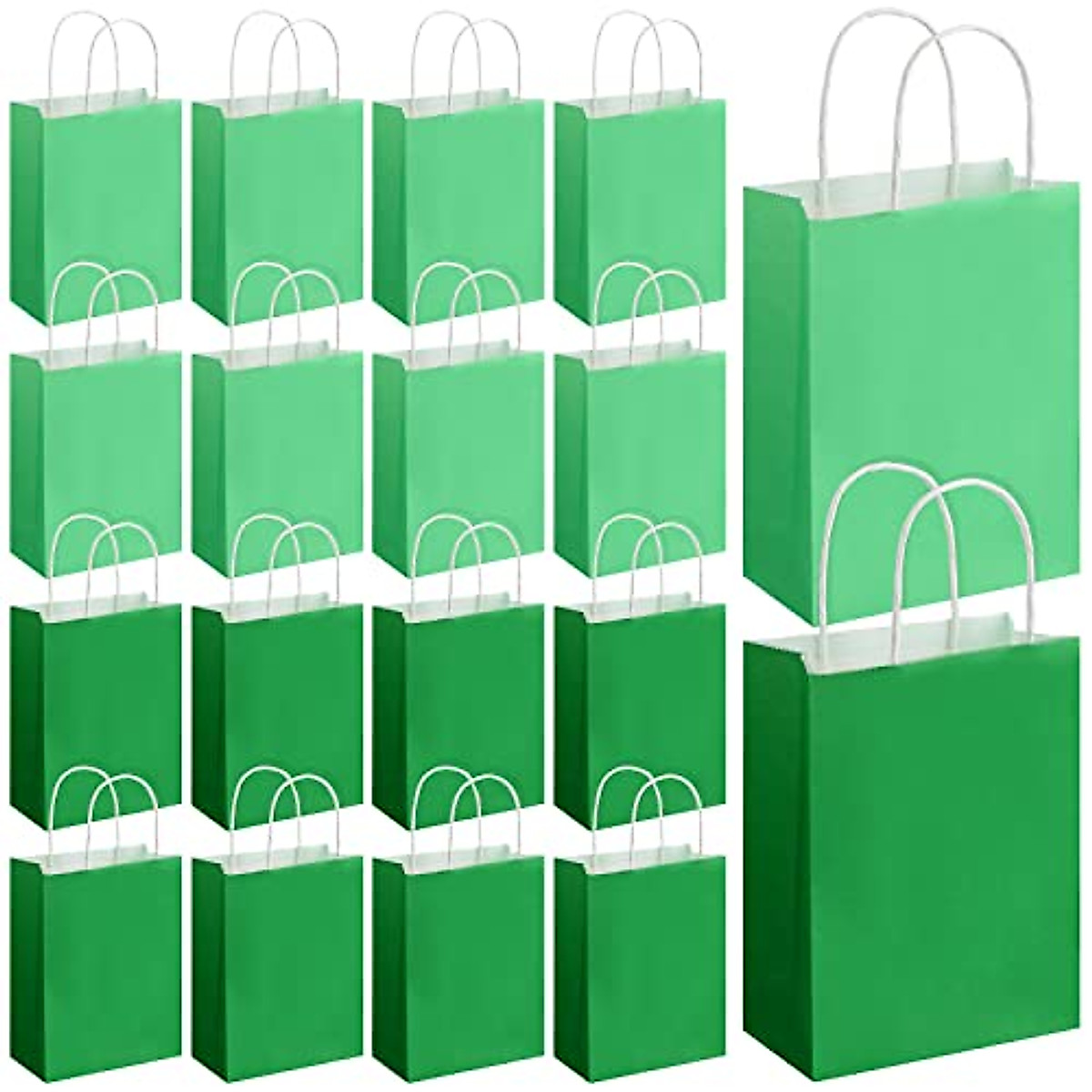 50 Pcs Green Gift Bags 6 x 8.2 x 3.1 Inches St. Patrick's Day Medium Green Paper Bags with Handles Kraft Paper Shopping Bags Gift Wrap Bags Green Party Favor Bag for Wedding Birthday Retail Supplies