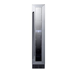 Summit Appliance SWC007 Commercial 6" Wide ADA Compliant Built-in Undercounter Wine Cellar with 7 Bbottle Capacity, Glass Door, Black Cabinet, Auto Defrost, Digital Thermostat and LED Lighting
