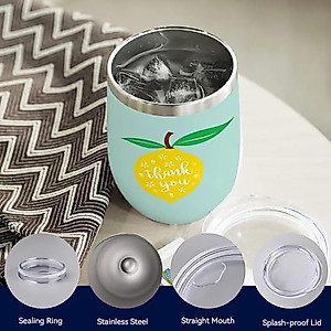 silichee 20 Oz Stainless Steel Wine Tumbler with Lid Thank You Card Lemon Insulated Tumblers Vacuum Coffee Mugs for Hot and Cold Drinks,Coffee,Wine