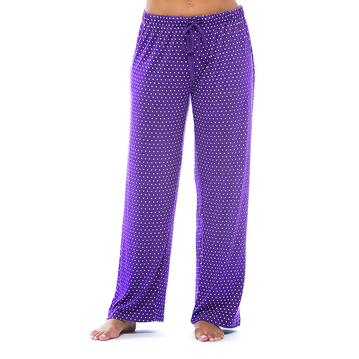 Just Love Women Polka Dot Pajama Pants / PJs / Sleepwear, Plum With Black Dots, Small