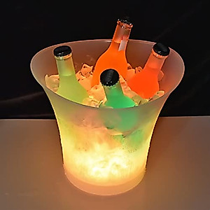 Ice Bucket,Beer cooler,5L 6 Colors LED Light Up Champagne Beer Bucket Holder Bars Nightclubs Bars Night Party Wine Drink Beer Juice Buckets Ice Beverage Tub
