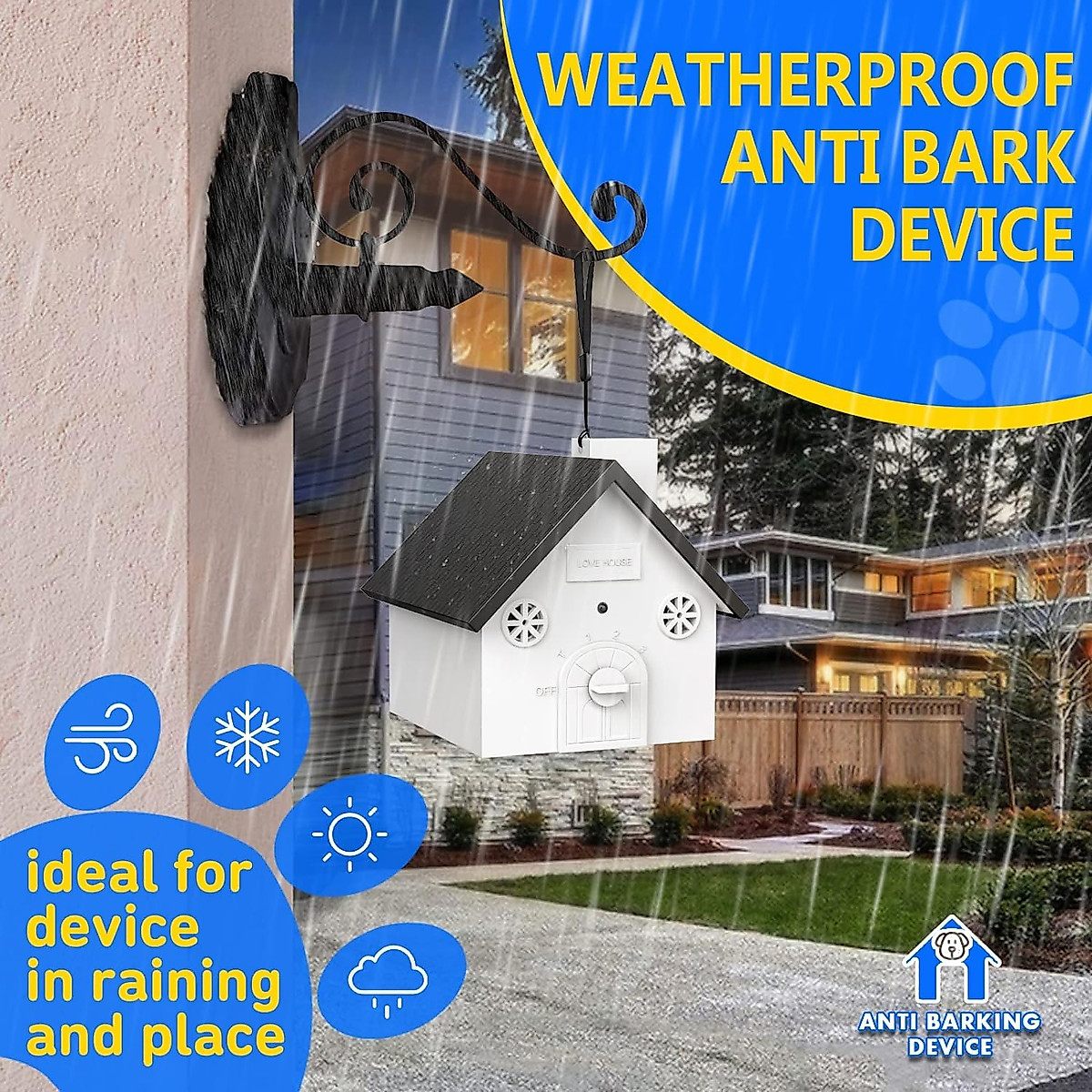 Anti Barking Devices, Dog Bark Control Devices with 3 Modes, 50 Ft Dog Barking Deterrent Device Bark Box Dog Training & Behavior Aids, Dog Barking Silencer for Indoor & Outdoor