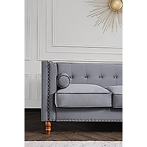US Pride Furniture Modern Style 83'' Wide Living Room 3 Seater Grey Soft Cushion & Solid Wood Legs (S5369N-S5372N S) Sofas