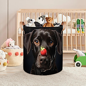 TULIMET Black Labrador Laundry Basket Waterproof Laundry Hamper with Handles Decorative Storage Basket Dirty Clothes Hamper for Bathroom Bedroom
