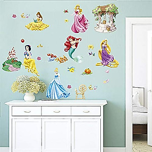 ufengke Princess Mermaid Wall Stickers Castle Wall Decals Art Decor for Bedroom DIY