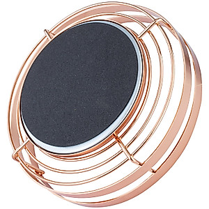 MyGift Modern Copper Tone Metal Wire Spice Rack Round Turntable, Lazy Susan Seasoning and Condiment Holder Spinning Rack, Pantry Organizer Tabletop Revolving Tray