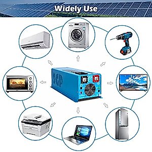 SUNGOLDPOWER 6000W Inverter Charger, 24 Vdc and 240 Vac Input, 120V/240V AC Output Split Phase,Low Frequency,Peak 18000w,Pure Sine Wave Inverter with LCD Remote Panel(Updated Version)