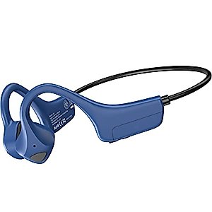 Bone Conduction Headphones,Bluetooth Open Ear Headphone with Mic,Wireless Sport Headset Waterproof Sweatproof Conducting Earbuds Induction Earphones for Running,Cycling,Walking,Workout,Gym,Work-Blue