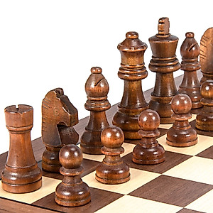 AMEROUS Wooden Chess Pieces Only with 2 Extra Queens / 3.0 Inch King/Storage Bag/Chess Instructions/Chessmen for Chess Borad/Replacement of Missing Pieces (NO Board)