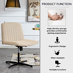 HomVent Swivel Chair Furry Fabric Office Chair with Thick Padded Seat L Shape Desk Chair for Bedroom,Study Room,Living Room
