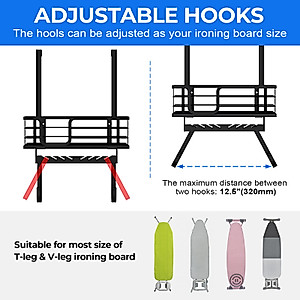 TJ.MOREE Over The Door/Wall Mount Ironing Board Hanger, Laundry Room Iron and Ironing Board Caddy Storage for Water Mister, Fabric Sprays, Laundry Detergent