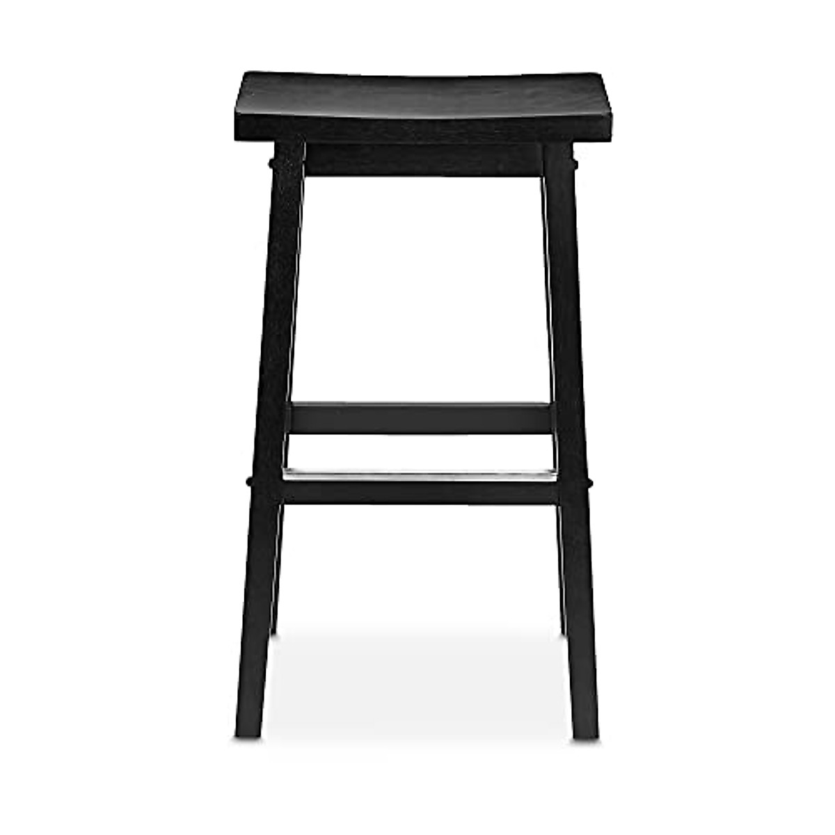 Amazon Basics Solid Wood Saddle-Seat Kitchen Counter Barstool, 29-Inch Height, Black - Set of 2