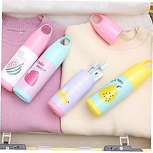 Portable Travel Toothbrush Case, Hard Plastic Dust-proof Toothbrush Container Cartoon Fruits Toothbrush Holde Pink