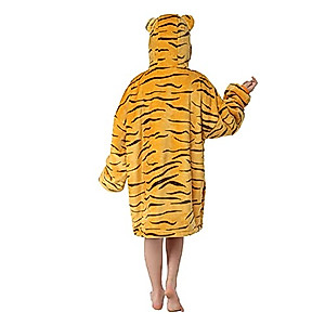 RONGTAI Oversized Wearable Blanket with Giant Pockets, Popular Wearable Blanket,Soft Plush Sweatshirt Hooded,One Size Fits All(Tigger,Kid Size)…