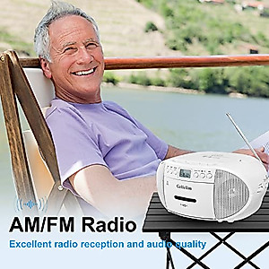 Gelielim CD and Cassette Player Combo, Portable Boombox AM/FM Radio, Tape Recording, 5.1V Bluetooth Speaker, USB Playback with Earphone Jack, Remote Control, AC/Battery Powered, for Home,Senior,Child