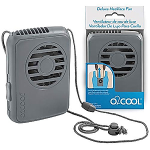 O2COOL Neck Personal Travel Battery Powered Cooling Fan, Single Pack (Gray)