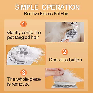 Miss pary Cat Brush Dog Brush, Designed To Remove Loose Fur, Tangles, Mats With Convenient Release Button Feature, Easly Removal Of Trapped Hair From Brush, Indoor Cats Dog Hair Grooming Tool, White