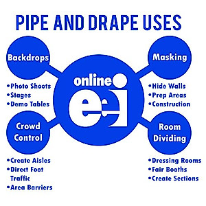 OnlineEEI, 8 Ft Premier Drape Panel for Use with Pipe and Drape System, 95 x 60, 4 Rod Pockets, Black Premier Drape Included