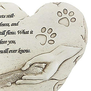Heart Shaped Pet Memorial Stone Grave Marker for Dog or Cat, Pet Dog Garden Stone for Outdoor Backyard Patio or Lawn,Syampathy Pet Dog Loss Gifts (Paw Print Stone),9.6"x9.5"