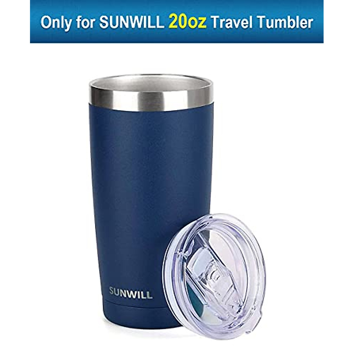 Lid for SUNWILL 20oz Travel Tumblers Only, Spill Proof Lid, Splash Resistant Silicone Sliding Covers Replacement 2 Pack, Straw Friendly, BPA Free