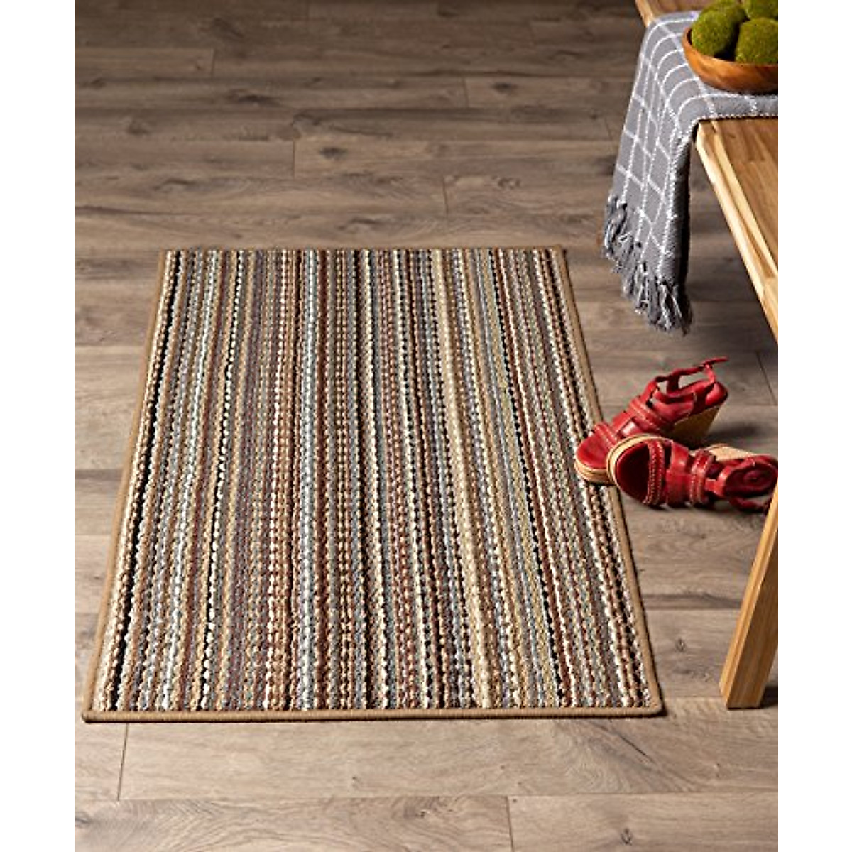 DII Fashion Contemporary Area Rug Non-Skid, Perfect for Bedroom, Living Room, Kitchen, Laundry, Washroom, Mudroom, Loft or Office, 20x30, Multi-Stripe