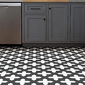 Wall Pops FloorPops FP3308 Nordic Peel & Stick Floor Tiles, Black