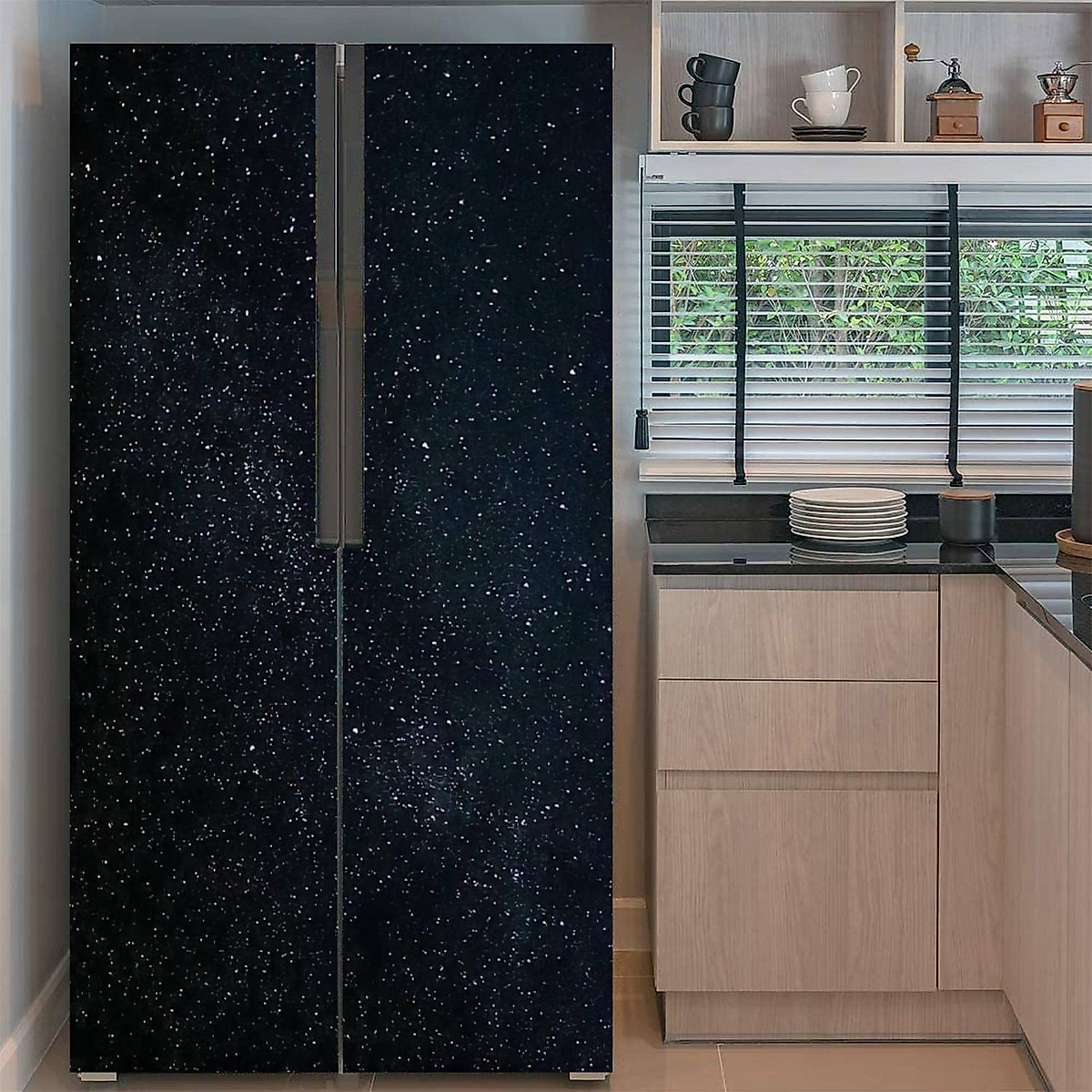 Self Adhesive Vinyl Refrigerator Wrap Set Very Sky Door Mural Sticker Removable Fridge Sticker Full Door Cover Peel and Stick Kitchen Decor