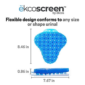 Ekcos Innovations EKS-8BM-12 ekcoscreen 60 Day Premium Anti-Splash Urinal Screen, for Heavy Use Public Restrooms, Blue/Mango, 7x8-Inch (Pack of 12)