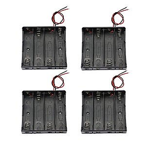 PNGKNYOCN 18650 Battery Clip, 4 Slots 3.7V DIY Battery Storage Box in Series Plastic Batteries Case YOUCHENG for 18650 Battery with Connect Lead(4-Pack)