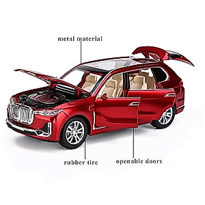 SASASC Toy Cars for Boys Compatible for BMW Toy Car X7 Diecast SUV Model Car Toys with Sound and Light Collectible Pull Back Metal Car for 3+ Year Old Kids (Red, 1:32)