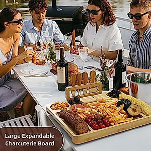 Large Charcuterie Boards, Bamboo Cheese Board and Knife Set, Charcuterie Platter Cheese Trays, House Warming Gifts New Home, Wedding Gifts for Couple, Unique Bridal Shower Gift for Women