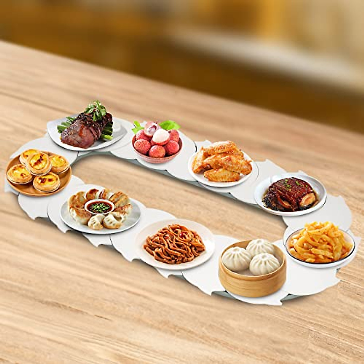 Rotating Food Turntable 3.28ft Adjustable Dining Table 360° Manual Swivel Food Serving Train Dining Table Turntable for Dining Room Party