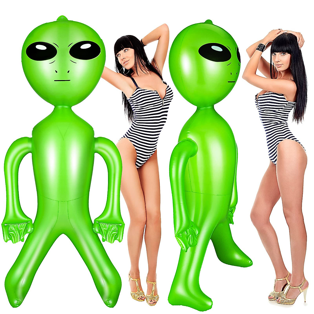 63 Inch Giant Inflatable Alien Blow Up Alien Green Alien Inflate Toy for Party Decorations, Birthday, Alien Theme Party Halloween, Easter, Christmas(1 Piece)