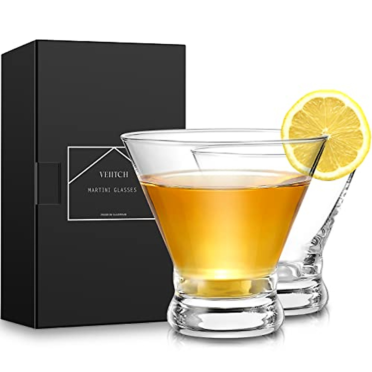 VENVENWEAVS Martini Glasses Set of 6, Hand-blown Crystal Cocktail Glasses for Espresso Martini,Cosmopolitan,Manhattan,Gimlet,Home Bar,Cocktail Party,Stemless Martini Glassware Gift Set