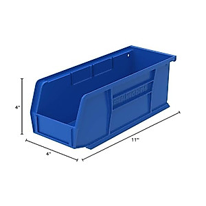Akro-Mils 30224 AkroBins Plastic Storage Bins, Space-Saving Stackable Bins, Garage Organization Bins, Pantry Organization, Craft Storage, 11-Inch x 4-Inch x 4-Inch, Blue, 12-Pack