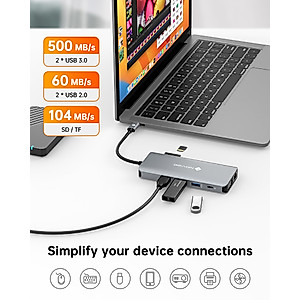 USB C Docking Station Dual HDMI Adapter, 11 in 1 Multi Display Docking Station Dual Monitor with 2 HDMI, VGA, 100W PD, 4 USB, USB C Hub Multiport Dongle Compatible with MacBook/Dell/HP/Lenovo Laptops