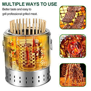 Charcoal BBQ Hanging Stove,Stainless Steel BBQ Grill Mesh Barrel,Portable Cylindrical Charcoal Braised Grill Barrel, 360° All Round Roasting Multi-functional Rolling Grilling Basket.