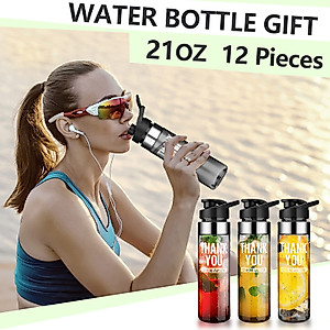 Inbagi 12 Pcs Thank You Gifts Plastic Water Bottle 21oz Snap Lid Water Bottle Portable Sports Water Bottle Thank You for Being Awesome Sign Employee Appreciation Gifts for Teacher Volunteer Coworker