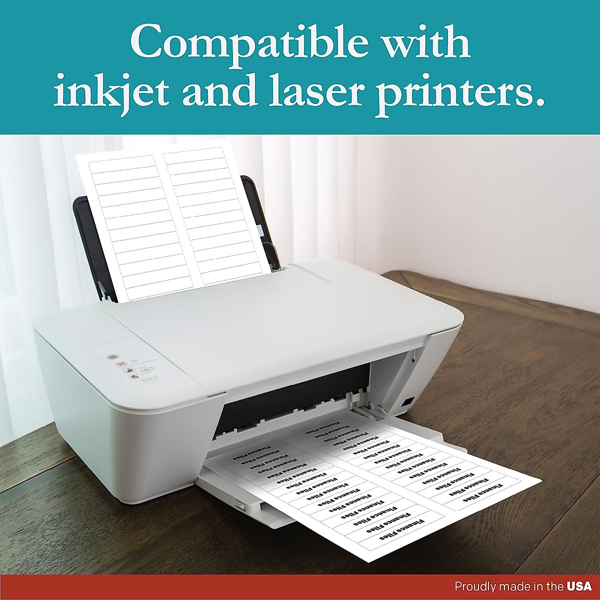 Premium Label Supply White File Folder Labels – 3.4375" x .667" – Laser/Inkjet Compatible – (30 Labels/Sheet) 25 Sheets – 750 Total Adhesive Labels