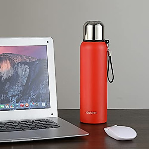 GOOFIT Insulated Thermos with Cup Outdoor Sports Stainless Steel Thermos Vacuum Sealed Coffee Bottle Travel Mug Thermos Flask BPA Free Keeps Cold 24H Hot 24H 27Oz Red