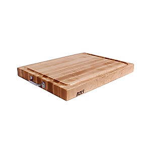 John Boos Block RAFR2418 Reversible Maple Edge Grain Cutting Board with Butcher Block Oil and Cream Bundle (3 Items)