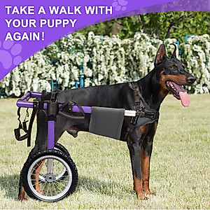 Virbraroo Dog Wheelchair for Back Legs Large Ultra-Light Aluminum Alloy, Upgraded All-Terrain Tires Dog Wheels for Back Legs for 19.6"-29.5", 88.1-132.2 lbs Disabled or Injured Large Dogs(XXL)